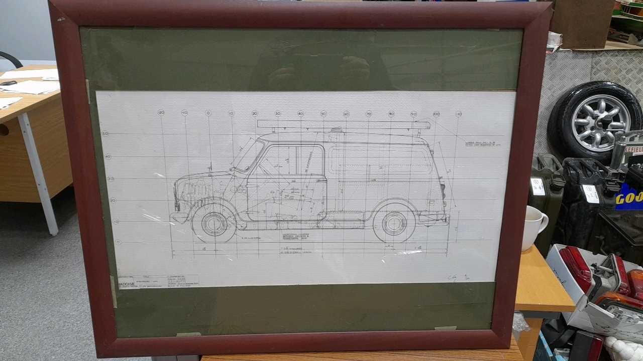 Lot 150 - AUSTIN GPO ENGINEERS VAN FRAMED ASSEMBLY