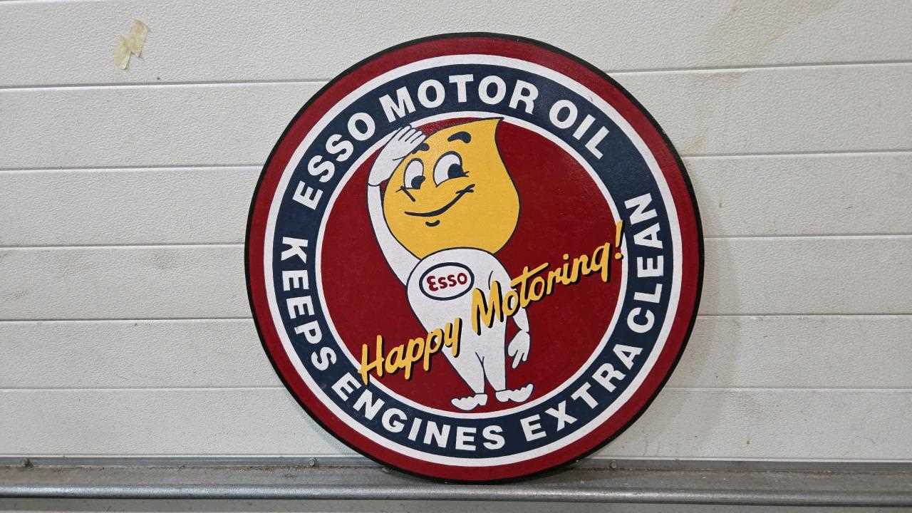 Lot 137 - WOODEN HAND PAINTED ESSO HAPPY MOTORING SIGN